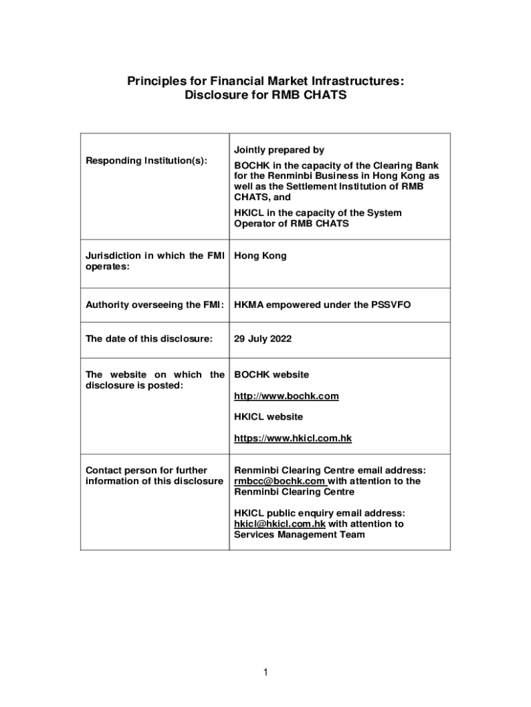 Fillable Online Disclosure for RMB CHATS in respect of PFMI Fax Email ...
