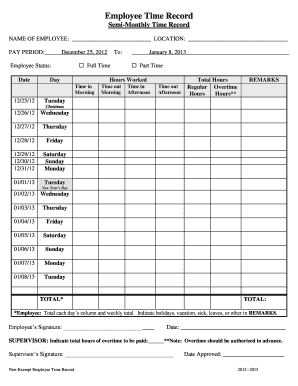 Fillable Online documents dioceseofmonterey Non-Exempt Employee Time ...
