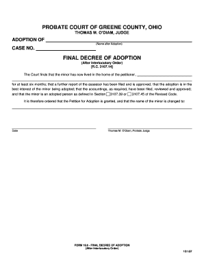 Fillable Online co greene oh FINAL DECREE OF ADOPTION (After ...