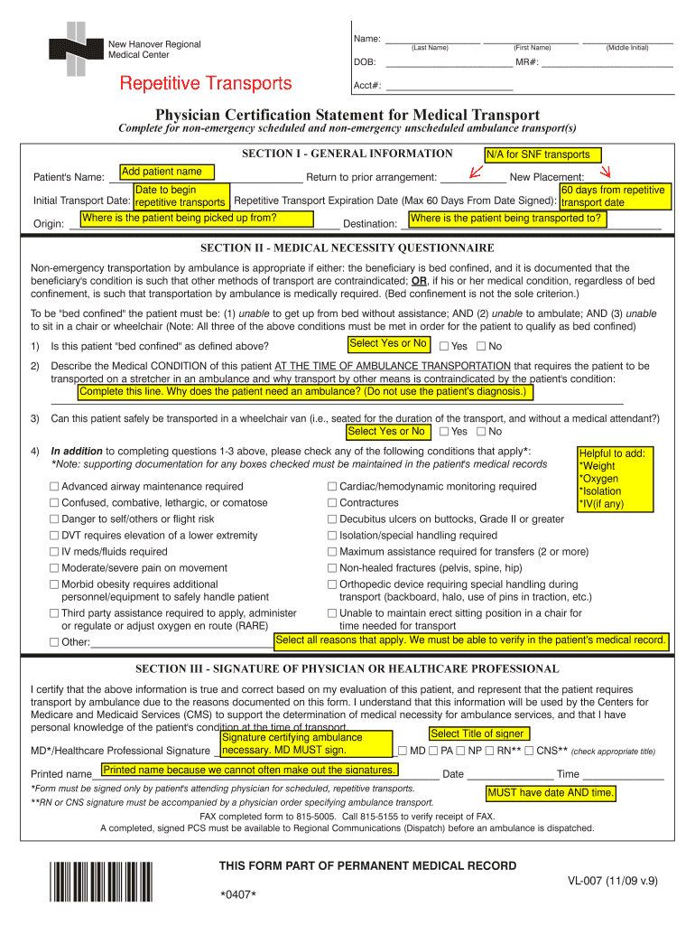 Fillable Online nhrmc Repetitive Transports - nhrmc Fax Email Print ...