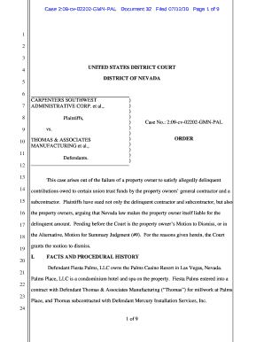 Fillable Online Carpenters Southwest Administrative Corporation et al v ...
