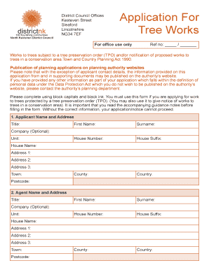Fillable Online n-kesteven gov Application for Tree Works Application ...