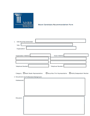 Fillable Online msrb Board Candidate Recommendation Form Fax Email ...