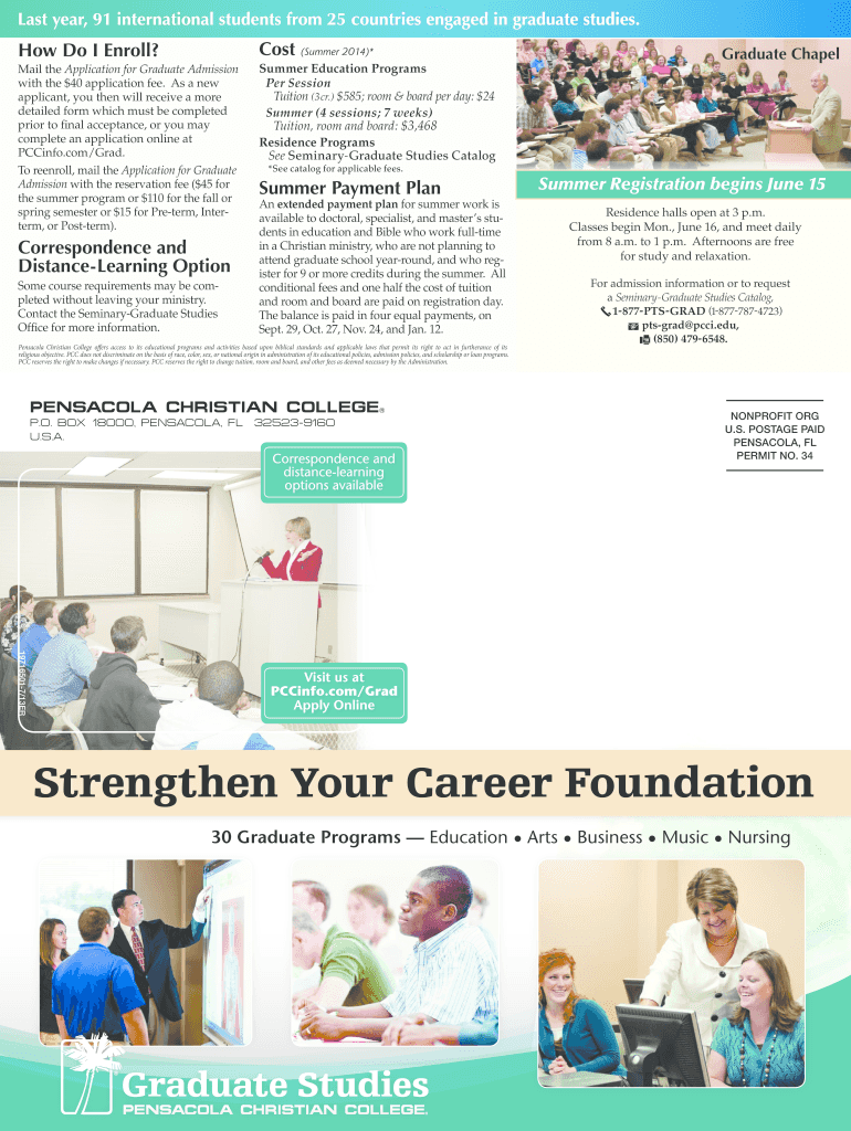 Fillable Online pcci PTS Grad School Brochure 2014 PTS Grad School ...