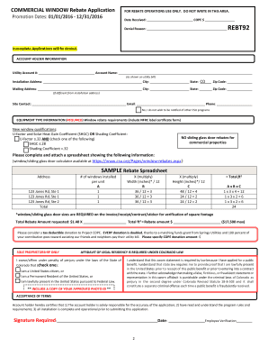 Fillable Online csu COMMERCIAL WINDOW Rebate Application Fax Email ...