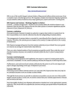 Fillable Online DHL Customs Information Fax Email Print - pdfFiller