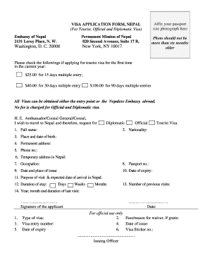 Fillable Online Nepal Visa Application Form - Travel the World Visas ...