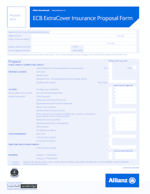 Fillable Online Proposal ECB ExtraCover Insurance Proposal Form Form ...