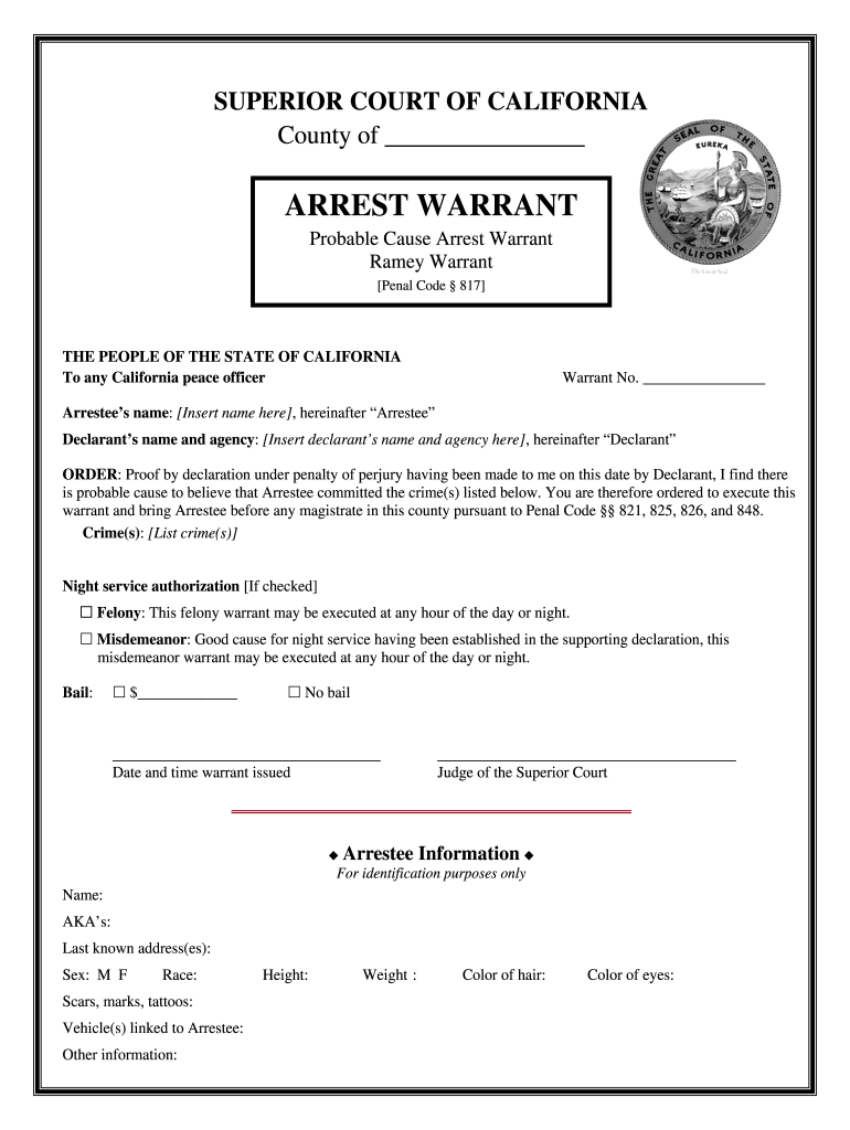 Ramey Warrant Fill Online Printable Fillable Blank PdfFiller