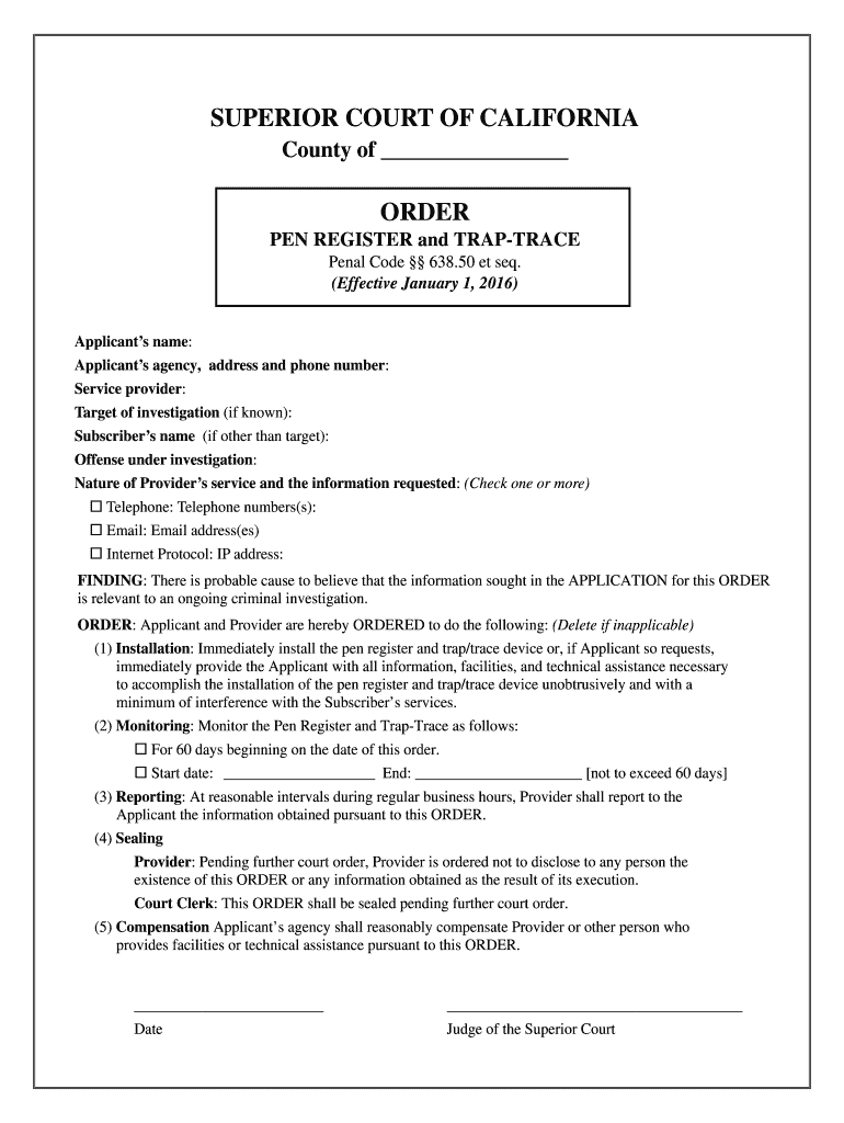 Fillable Online le alcoda SUPERIOR COURT OF CALIFORNIA ORDER Fax Email ...