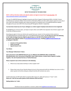 Fillable Online DSP OF THE DAYDSP OF THE WEEK FORM Fax Email Print ...