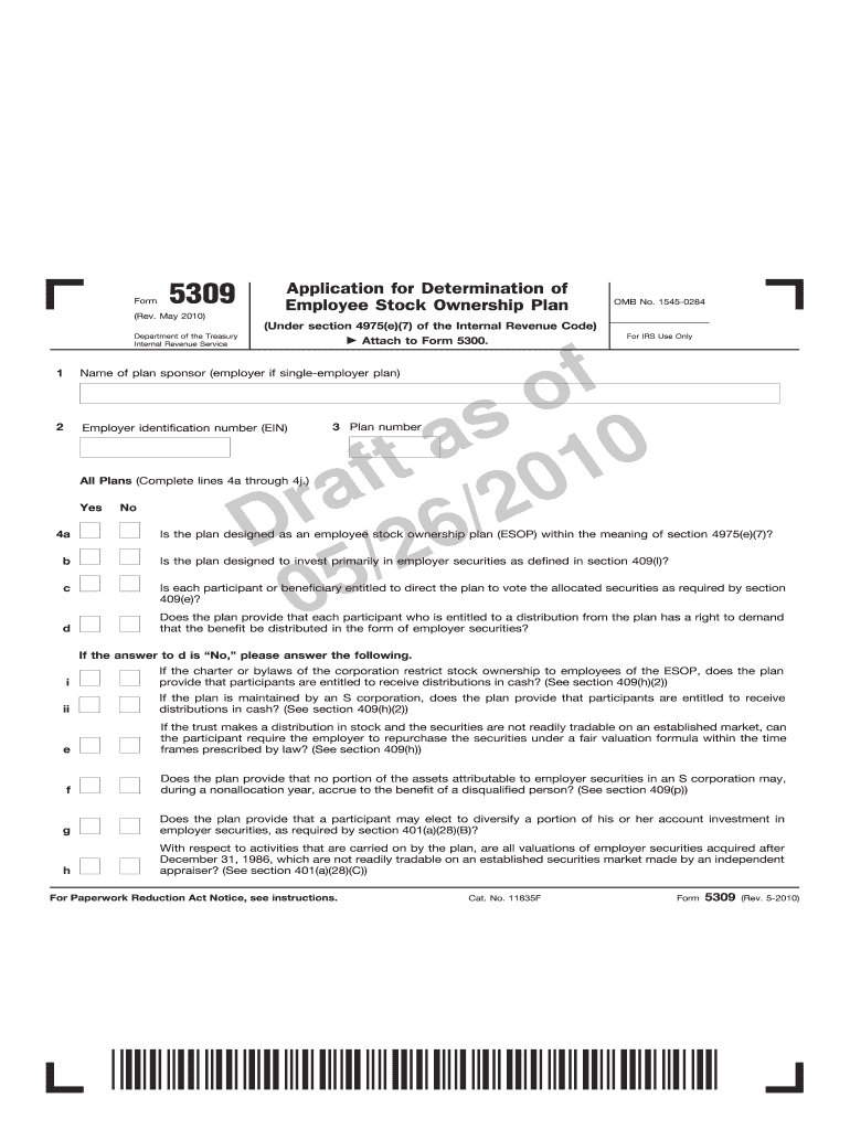 Fillable Online 8 26 232 Form 5309 Rev May 2010 Application for ...