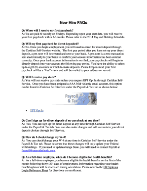 Fillable Online New Hire FAQs Fax Email Print - pdfFiller