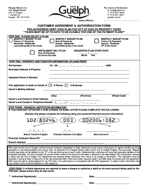 Fillable Online CUSTOMER AGREEMENT AUTHORIZATION FORM Fax Email Print ...