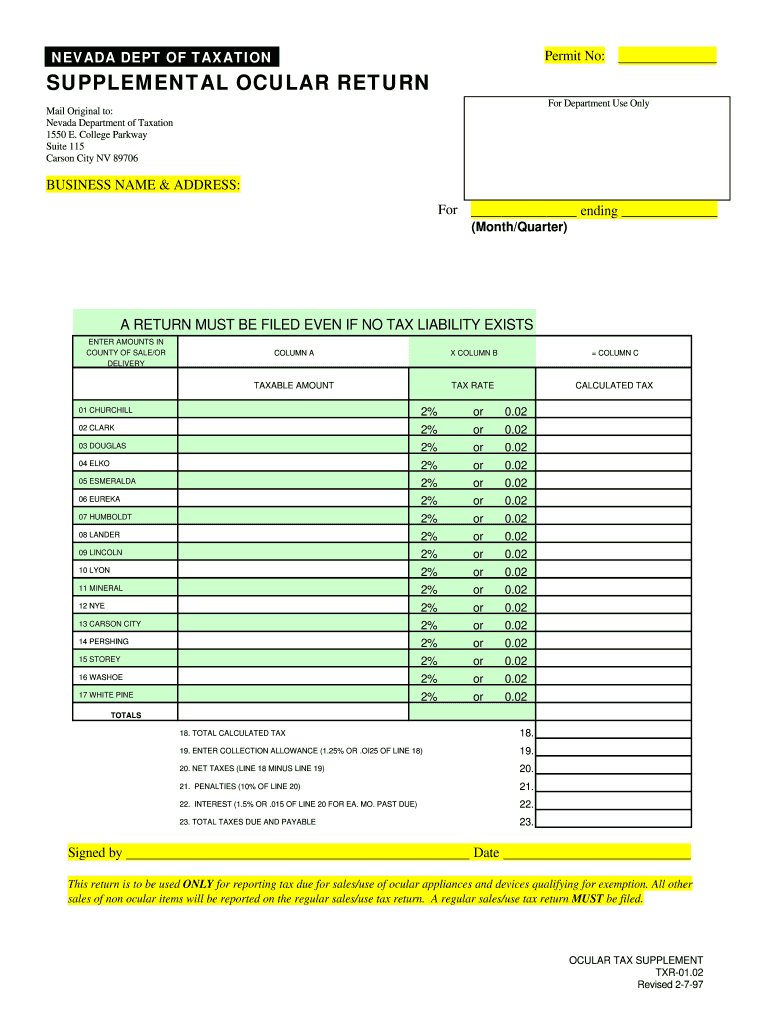 Fillable Online 8 26 232 SUPPLEMENTAL OCULAR RETURN Fax Email Print ...