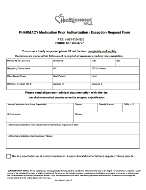 Fillable Online Pharmacy Medication Prior Authorization Form - Health ...