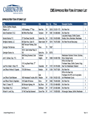 Fillable Online CMS A NEW YORK ATTORNEY LIST Fax Email Print - pdfFiller