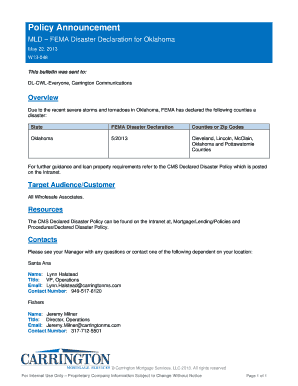 Fillable Online MLD FEMA Disaster Declaration for Oklahoma Fax Email ...