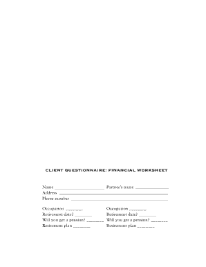 Fillable Online CLIENT QUESTIONNAIRE FINANCIAL WORKSHEET Fax Email ...