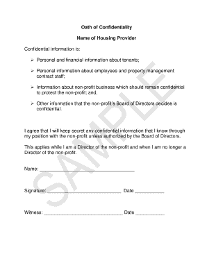 Fillable Online Oath of Confidentiality - NRH Fax Email Print - pdfFiller