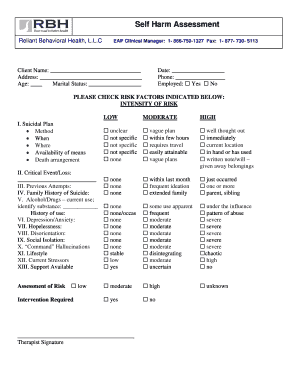 Fillable Online Self Harm Assessmentdoc Fax Email Print - pdfFiller