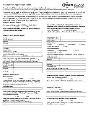 Fillable Online Printable FAIRshare Handi-Loan Application Form Fax ...