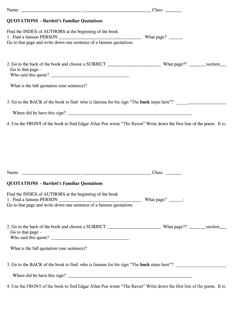 Fillable Online library stjosephsea QUOTATIONS - Bartletts Familiar ...