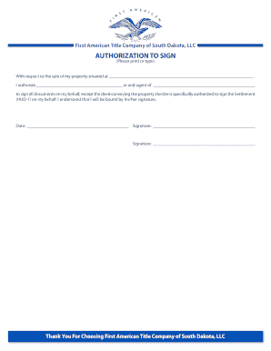 Fillable Online AUTHORIZATION TO SIGN Fax Email Print - pdfFiller