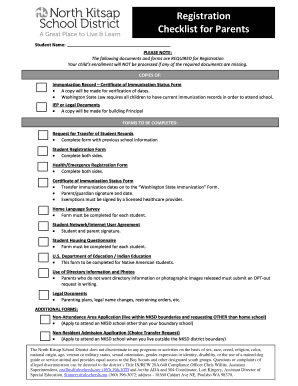 Fillable Online nkschools Registration Checklist for Parents - North Kitsap School Fax Email ...