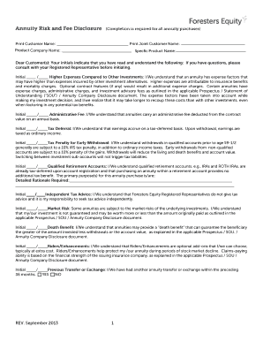 Fillable Online Variable Annuity Disclosure Letter - cri4com Fax Email ...