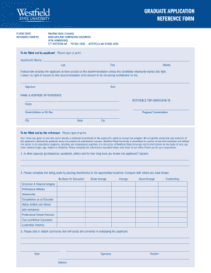 Fillable Online westfield ma Reference Form - Westfield State ...