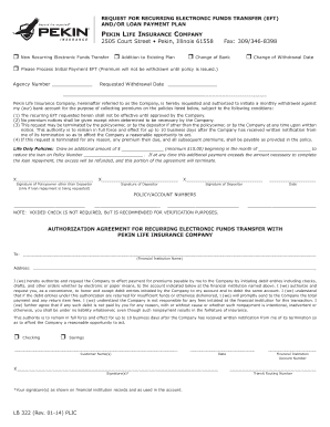 Fillable Online REQUEST FOR RECURRING ELECTRONIC FUNDS TRANSFER EFT AND ...