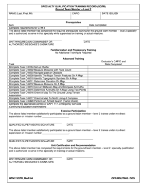 Fillable Online gawg cap Ground Team Member Level 2 - gawg cap Fax ...