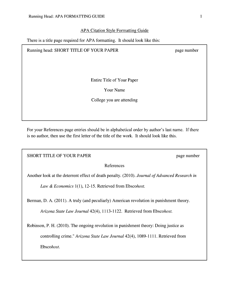 Fillable Online Running Head: APA FORMATTING GUIDE Fax Email Print ...