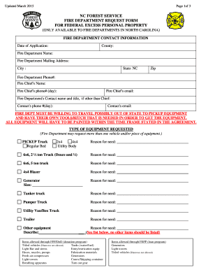 Fillable Online ncforestservice NC FOREST SERVICE FIRE DEPARTMENT ...