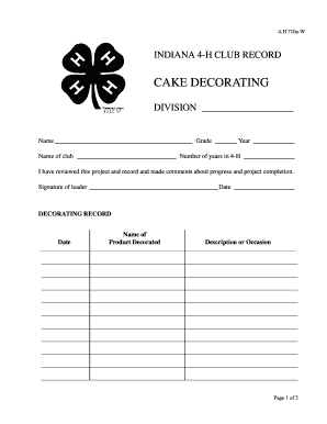 Fillable Online elkhartcounty4h Cake Decorating Record Sheet - Purdue ...