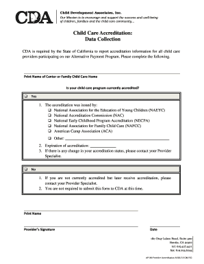 Fillable Online Child Care Accreditation- Data Collectiondocx Fax Email ...