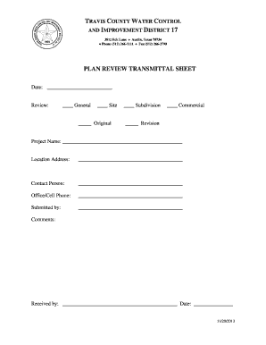 Fillable Online PLAN REVIEW TRANSMITTAL SHEET Fax Email Print - pdfFiller