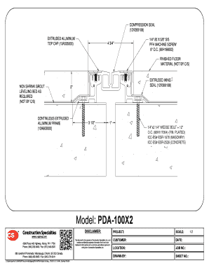 Fillable Online PDA-100X2 Model - Construction Specialties Fax Email ...