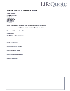 Fillable Online N BUSINESS SUBMISSION FORM - Lifequote Fax Email Print ...
