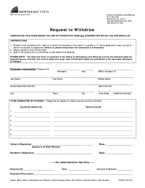 Fillable Online northeaststate Request to Withdraw NSTCC-3 84-073doc ...