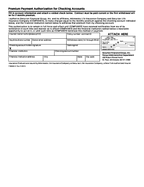 Fillable Online Premium Payment Authorization for Checking Accounts Fax ...