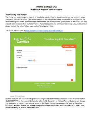 Fillable Online fcboe Infinite Campus IC Portal for Parents and ...