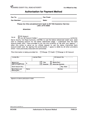 Fillable Online hctra Authorization for Payment Method - Harris County ...