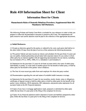 Fillable Online Rule 410 Information Sheet for Client Fax Email Print ...