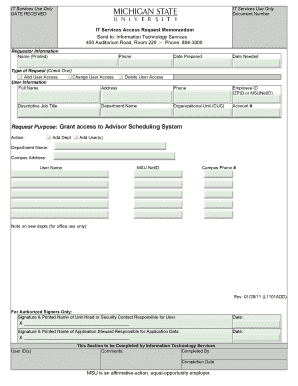 Fillable Online aissecuritycontact ais msu Request Purpose Grant access ...
