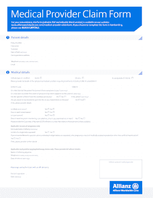 Fillable Online Medical Provider Claim Form Fax Email Print - pdfFiller