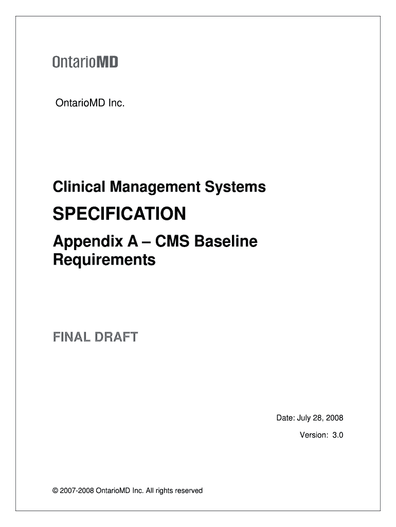 Fillable Online ontariomd CMS Specification v30Appendix AJuly282008doc ...