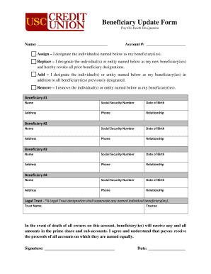 Fillable Online usccreditunion Beneficiary Update Form - USC Credit ...