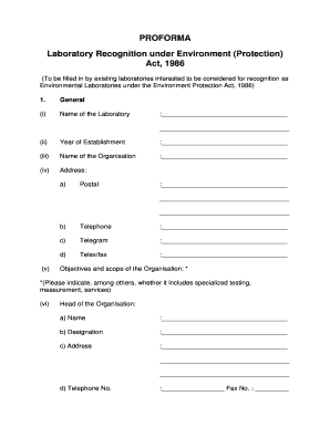 Fillable Online envfor nic PROFORMA Laboratory Recognition under ...